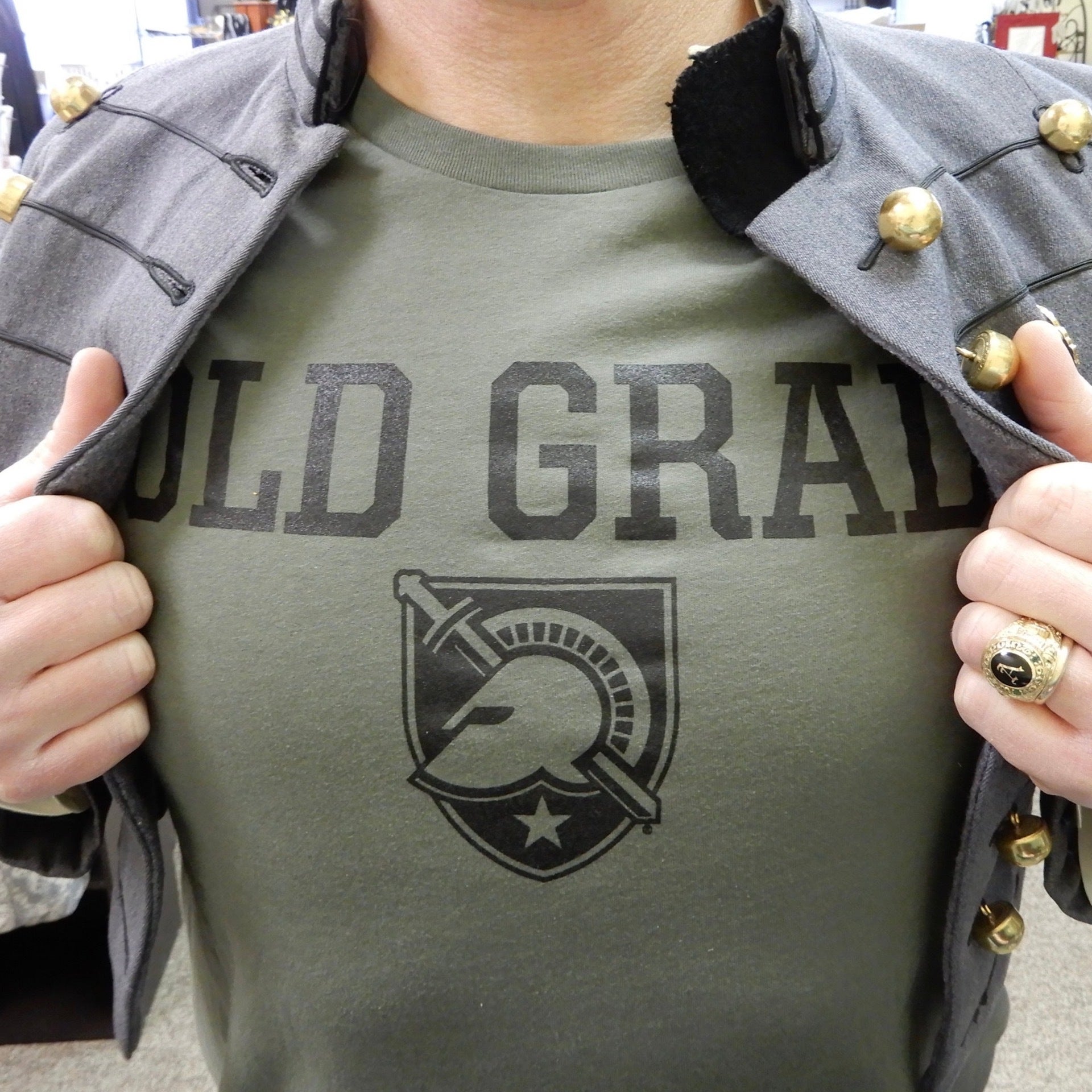 Old Grad Shirt (OD Green with Athena Shield Logo) | West Point Spouses ...