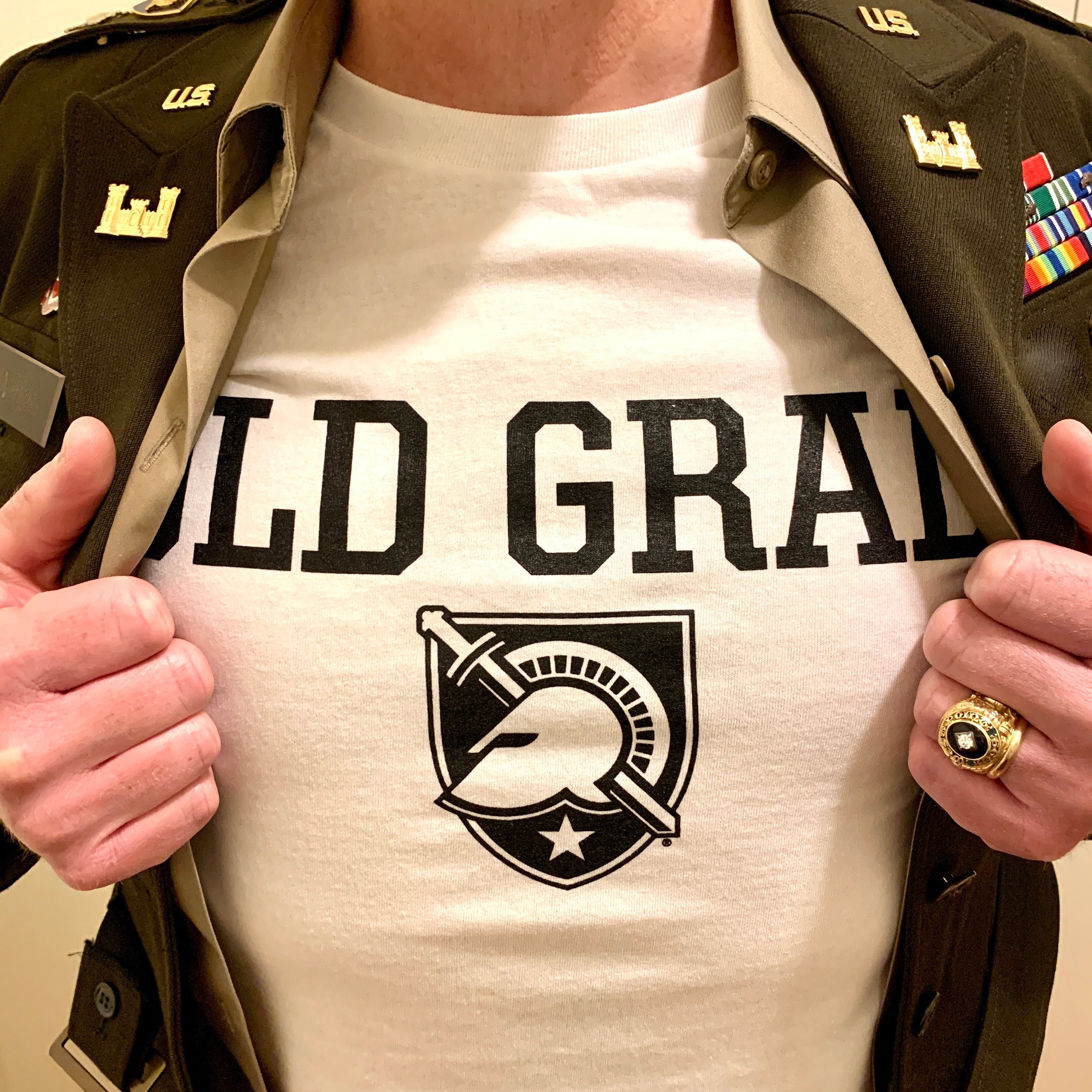 Old Grad Shirt (White with Athena Shield Logo) | West Point Spouses ...